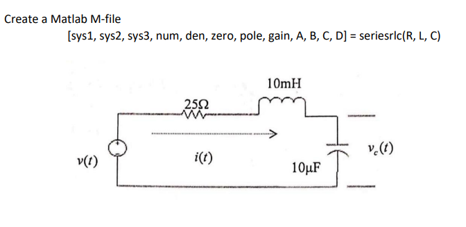 Solved Create a Matlab M-file [sys1, sys2, sys3, num, den, | Chegg.com