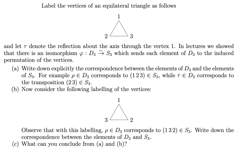 Solved Label the vertices of an equilateral triangle as | Chegg.com