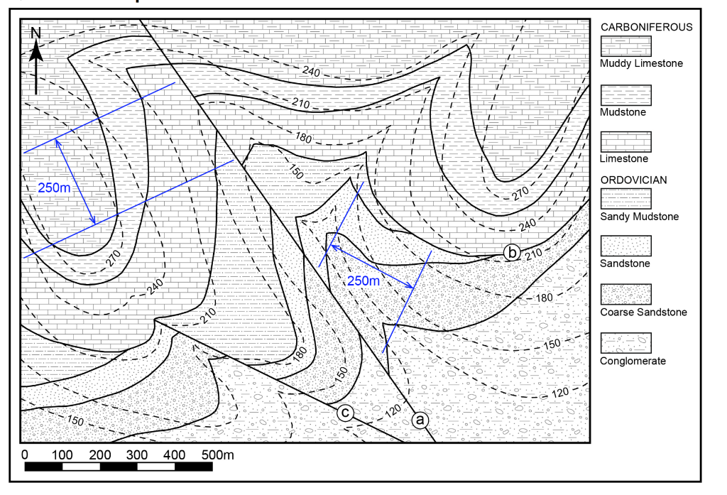 A geologic map, shown on the left (Question 1 Map), | Chegg.com