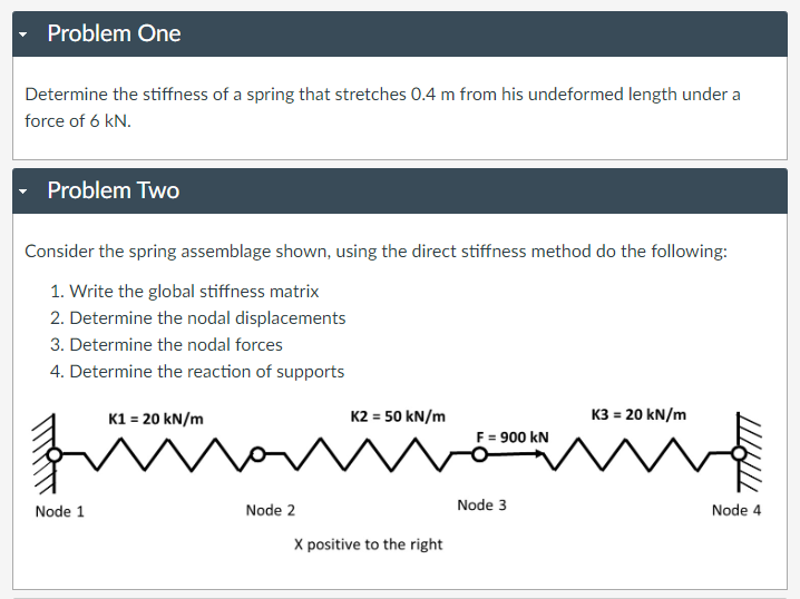 Solved Determine the stiffness of a spring that stretches | Chegg.com