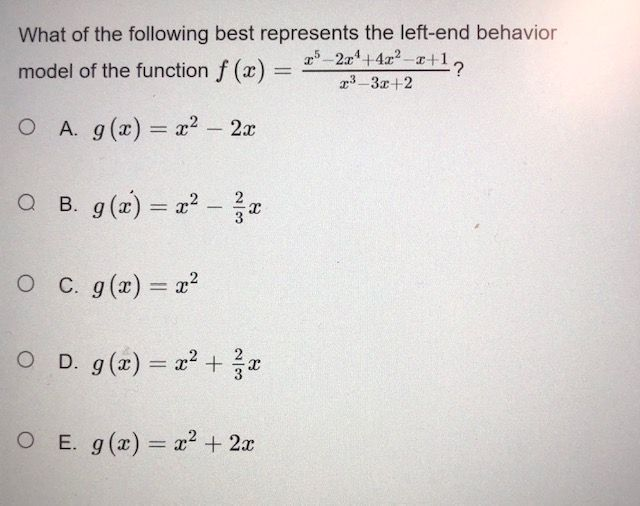 Solved What of the following best represents the left-end | Chegg.com