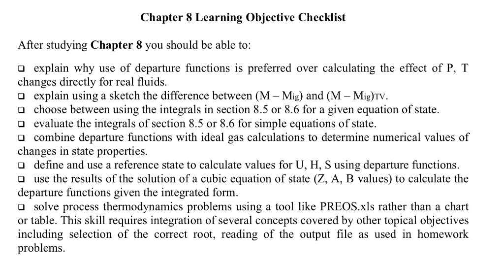 Chapter 8 Learning Objective Checklist After studying | Chegg.com