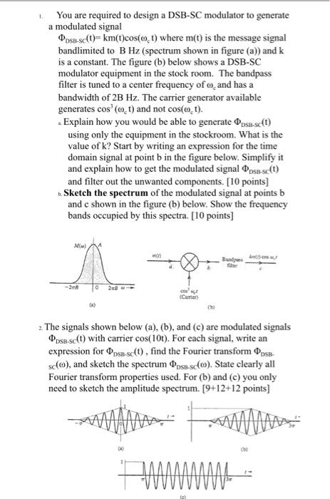 Solved i. You are required to design a DSB-SC modulator to | Chegg.com