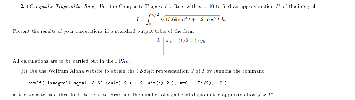 Solved 2. (Composite Trapezoidal Rule). Use the Composite | Chegg.com
