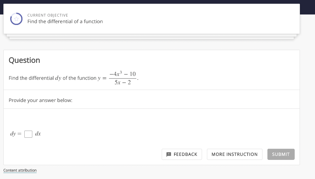 Solved CURRENT OBJECTIVE Find the differential of a function | Chegg.com