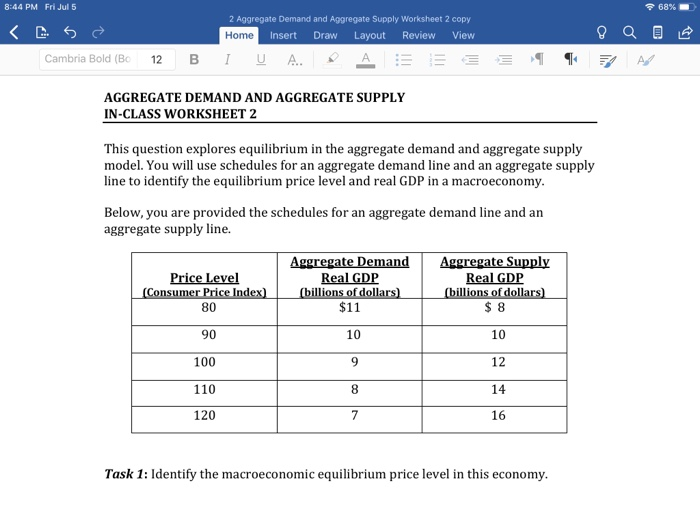 Solved 8:44 PM Fri Jul 5 68 % 2 Aggregate Demand and | Chegg.com