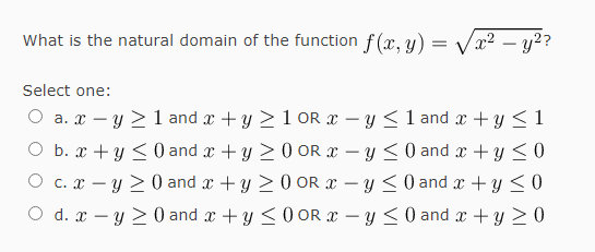 Solved What is the natural domain of the function f(x, y) = | Chegg.com