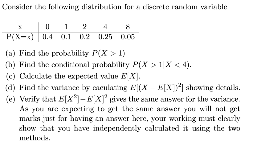 Solved Consider the following distribution for a discrete | Chegg.com