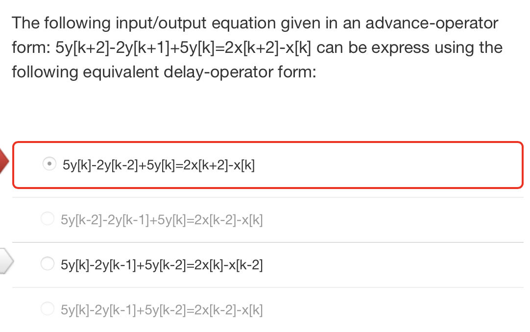 Solved The following input/output equation given in an | Chegg.com