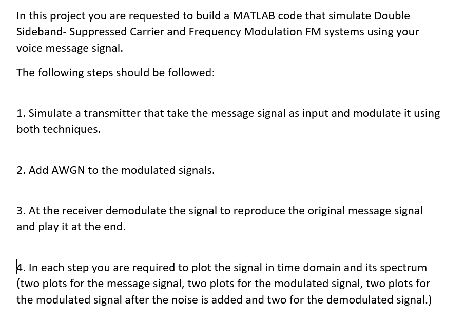 Solved In this project you are requested to build a MATLAB | Chegg.com