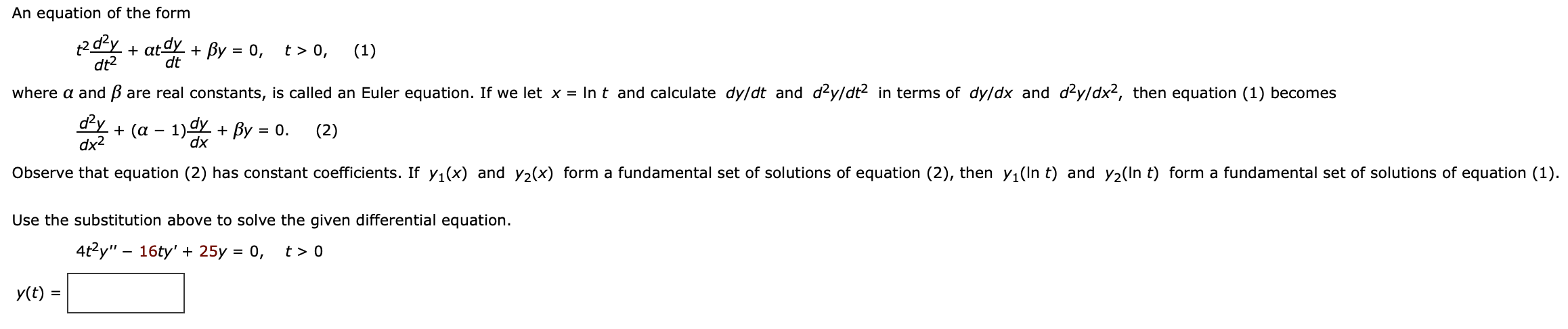 Solved An equation of the form po open + at + By = 0, t> 0, | Chegg.com