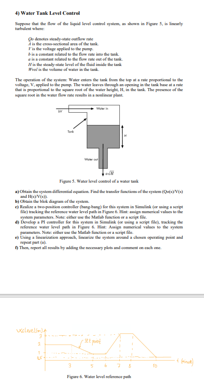 Solved 4) Water Tank Level Control Suppose that the flow of | Chegg.com