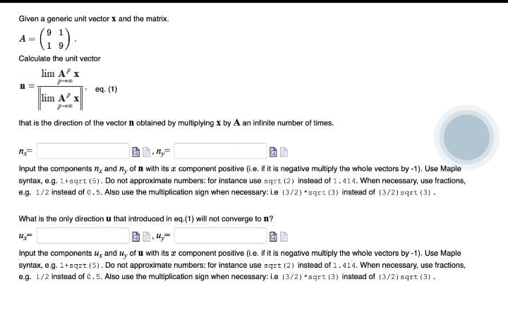 Solved Given a generic unit vector x and the matrix. | Chegg.com