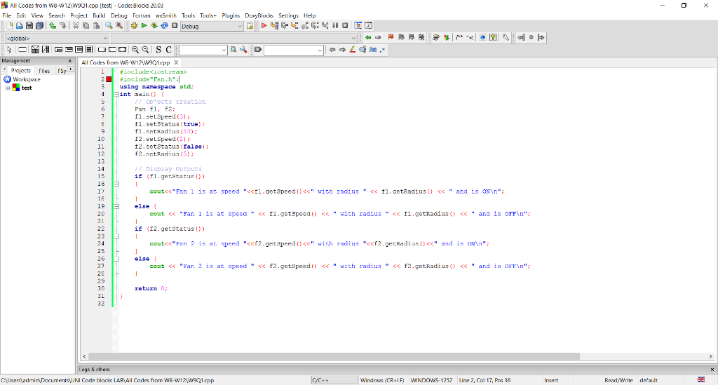 Solved 立。 All Codes from W8-WIZW901 cpp [test] - Code:Blocks | Chegg.com