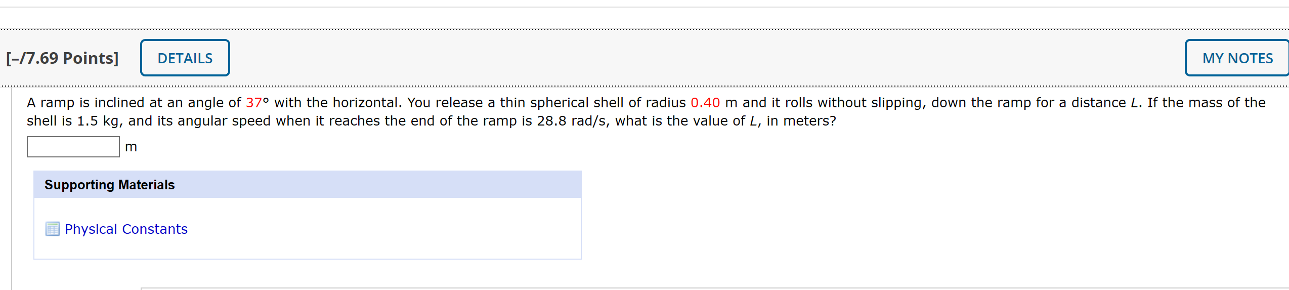 Solved [-17.69 Points] DETAILS MY NOTES A ramp is inclined | Chegg.com