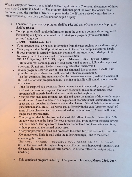 Write a computer program as a Win32 console | Chegg.com