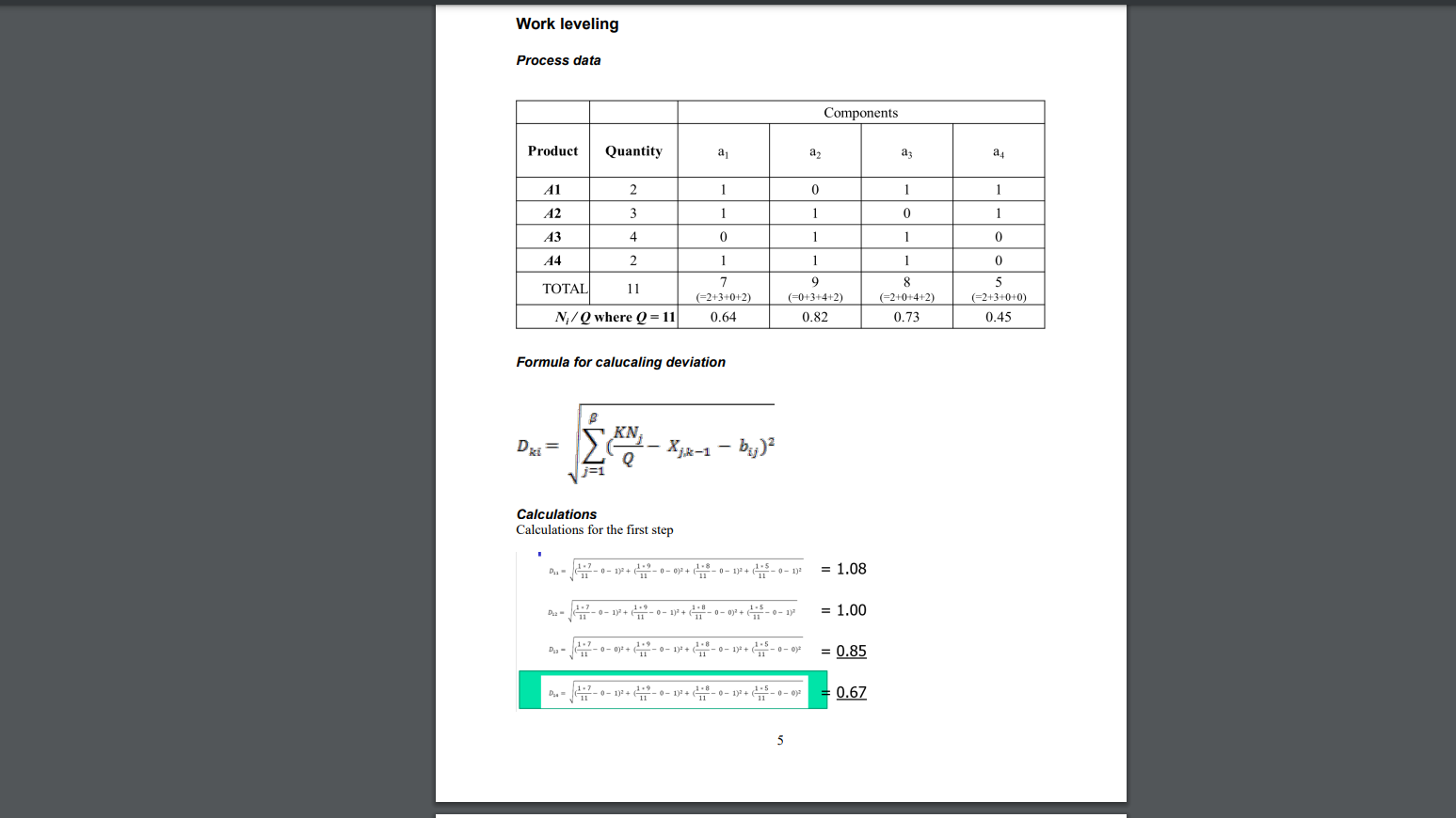 Work leveling Process data Formula for calucaling | Chegg.com