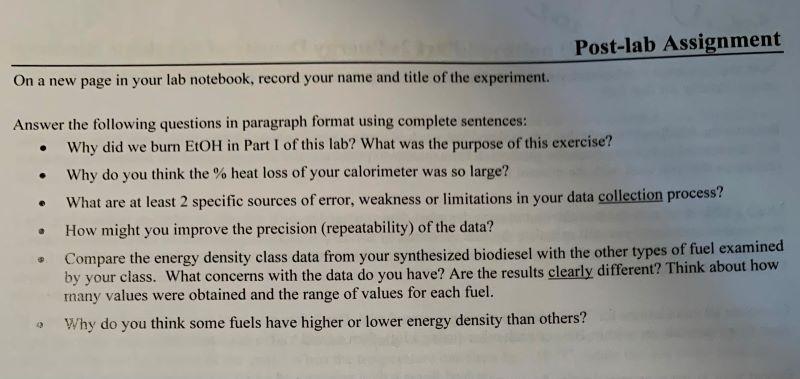 Part 1: Calibration (Ethanol Combustion) Here is the | Chegg.com