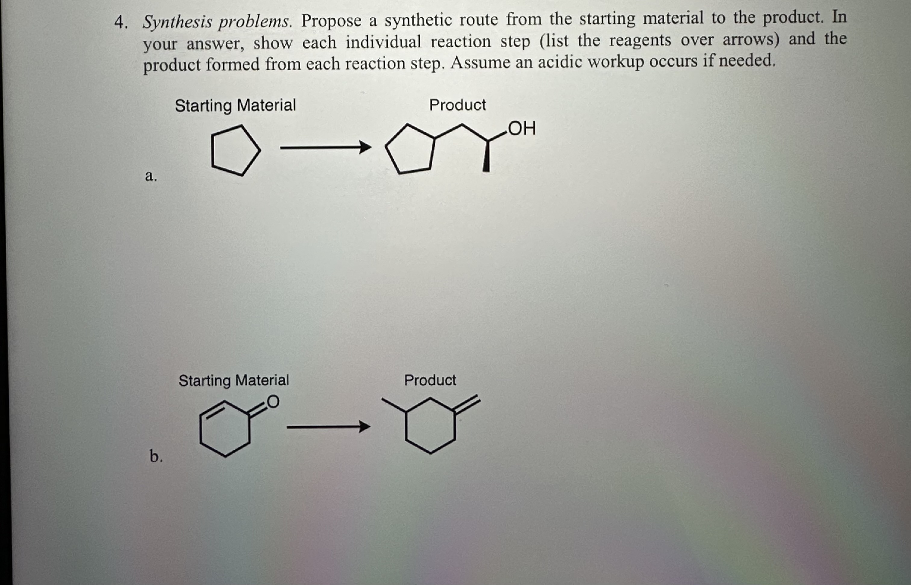 Solved 4. Synthesis problems. Propose a synthetic route from | Chegg.com