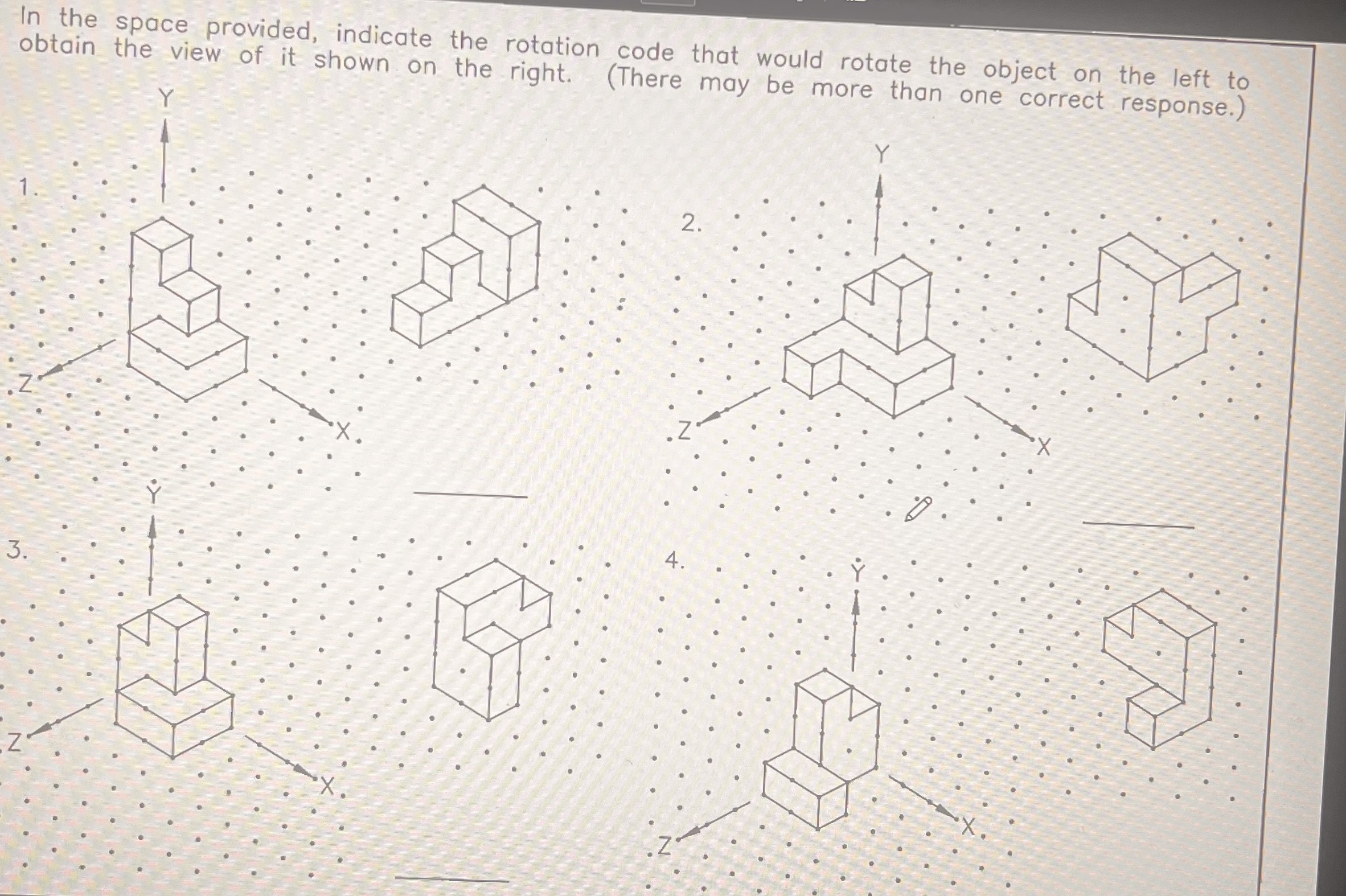 Solved In the space provided, indicate the rotation code | Chegg.com