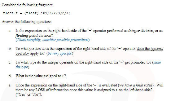 Solved Float F Float 10132323 Answer The Following 9565