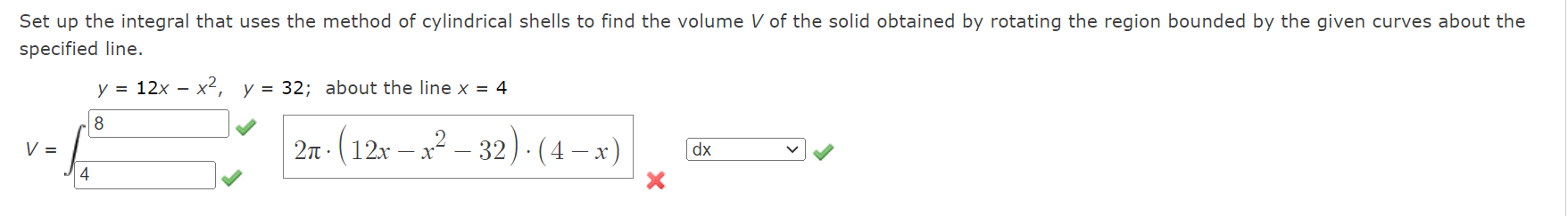Solved Set up the integral that uses the method of | Chegg.com