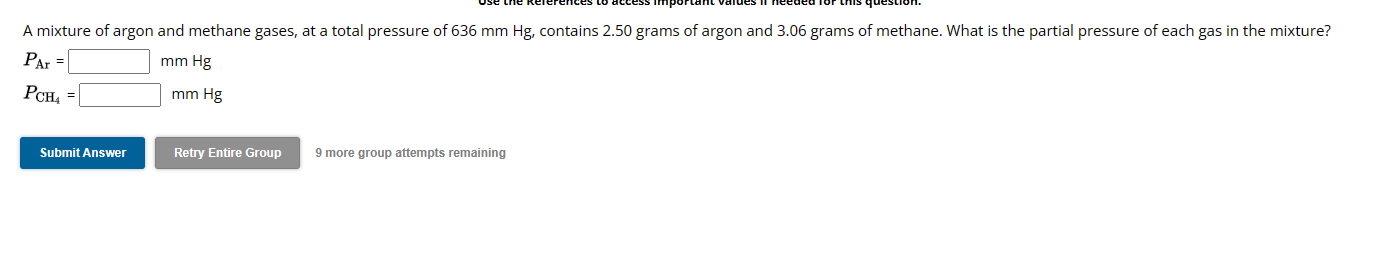 Solved A mixture of argon and methane gases, at a total | Chegg.com
