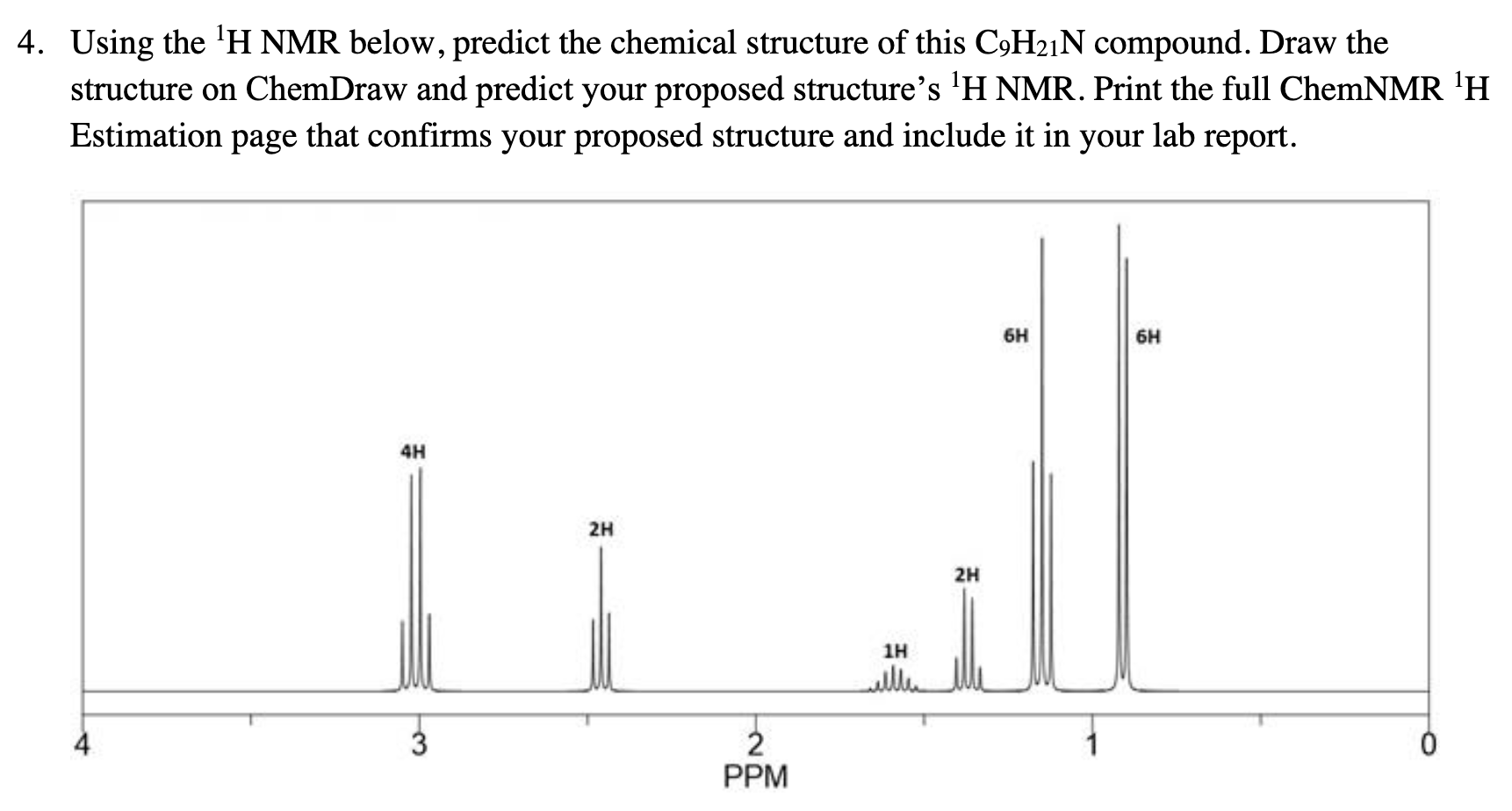 Solved 4. Using the 'H NMR below, predict the chemical | Chegg.com