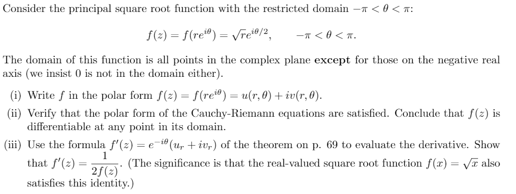 Solved Consider the principal square root function with the | Chegg.com