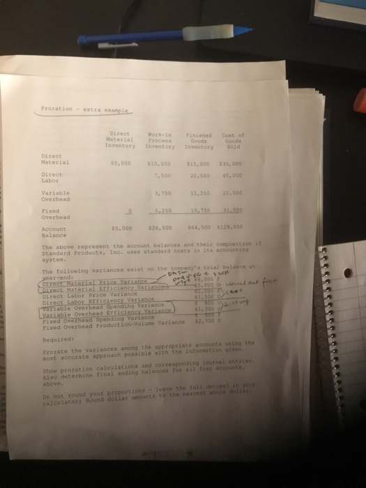 Proration -extra example Direct Hateria1 ork-in Gos | Chegg.com