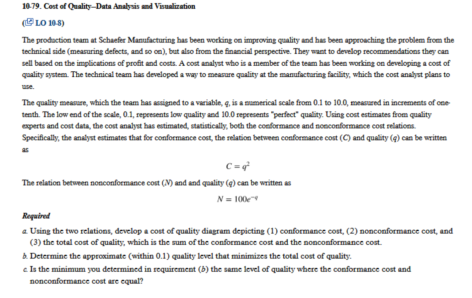 10-79. Cost of Quality-Data Analysis and | Chegg.com