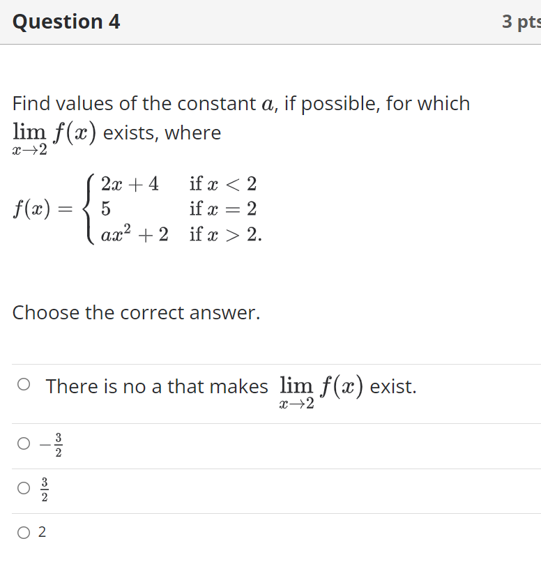 Solved Find values of the constant a, if possible, for which | Chegg.com