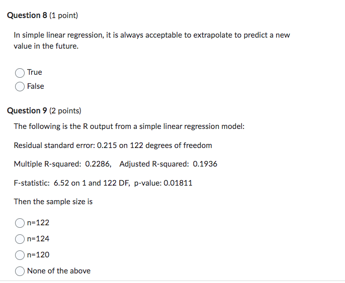 Solved In simple linear regression, it is always acceptable | Chegg.com