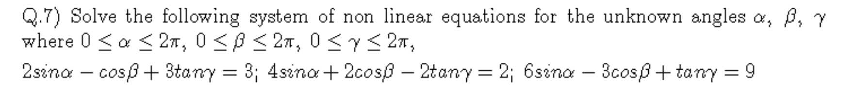Solved Q.7) Solve the following system of non linear | Chegg.com