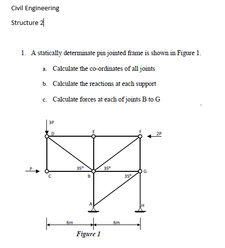 Solved Civil Engineering Structure 2 1. A statically | Chegg.com
