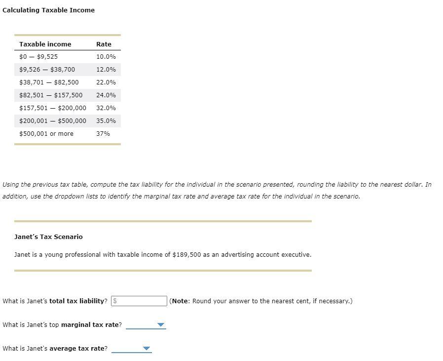 Solved Calculating Taxable Income Using the previous tax | Chegg.com