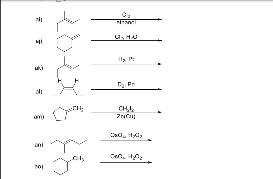 Solved Br2 CCl4 ae) CH3 Br2, CH2Cl2 af) 3 Worksheet: Chapter | Chegg.com