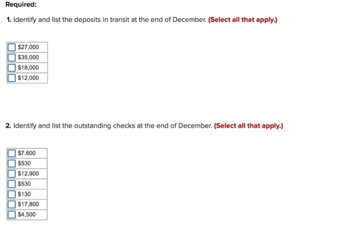 Solved 1.) Identify and list the deposits in transit at the | Chegg.com