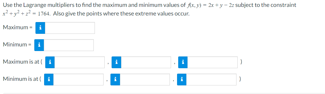 Solved Use the Lagrange multipliers to find the maximum and | Chegg.com