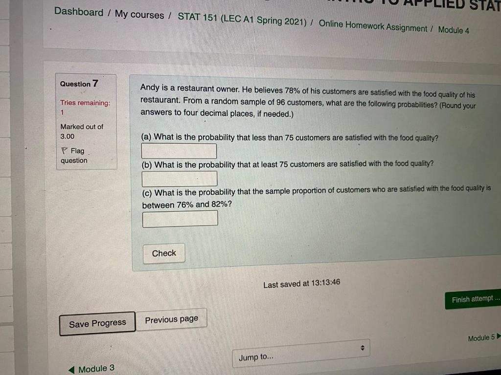 Solved Dashboard My Courses Stat 151 Lec A1 Spring