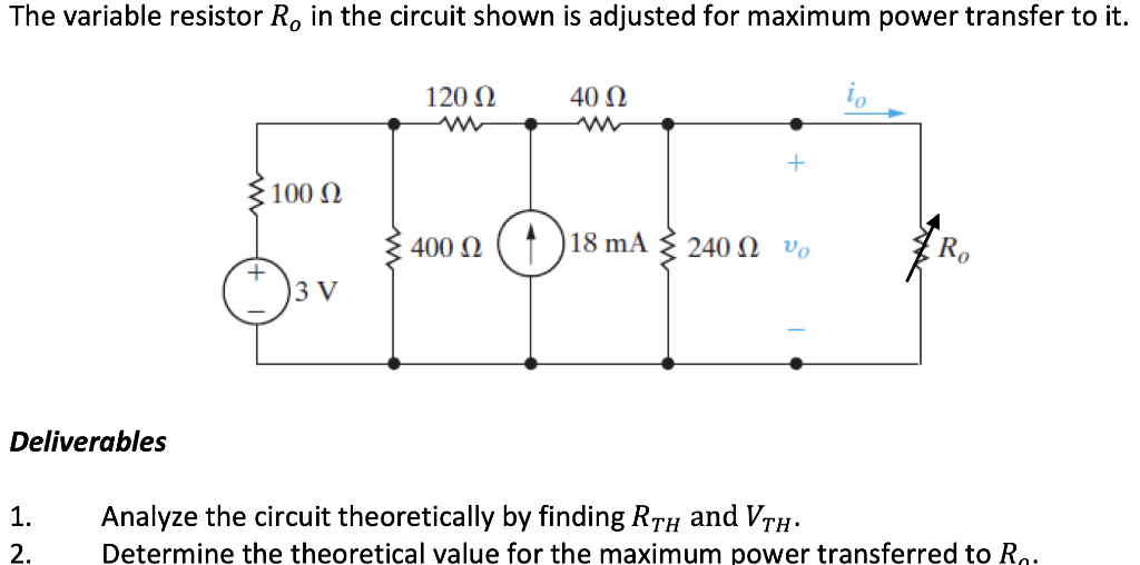Solved The variable resistor R, in the circuit shown is | Chegg.com