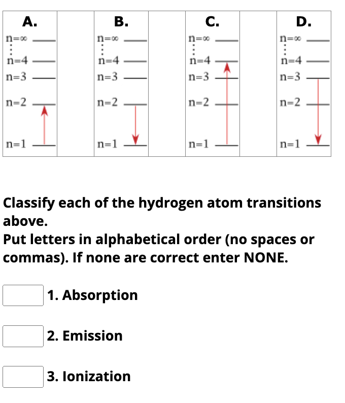 Solved Classify each of the hydrogen atom transitions above. | Chegg.com