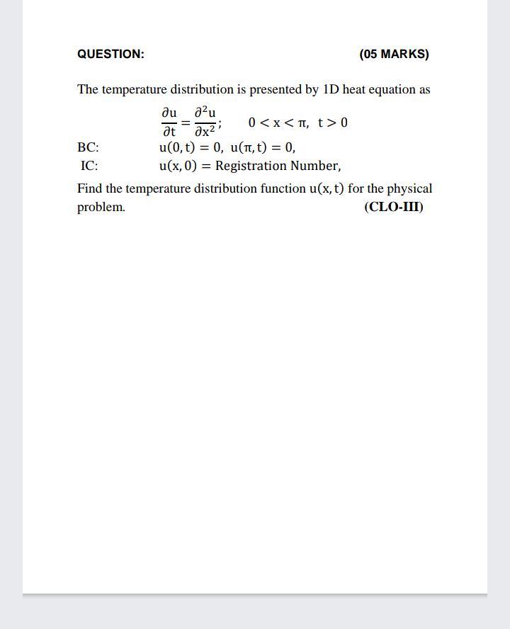 Solved QUESTION: (05 MARKS) at The temperature distribution | Chegg.com