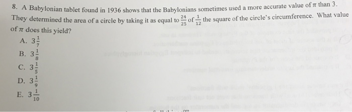 Solved A Babylonian tablet found in 1936 shows that the | Chegg.com