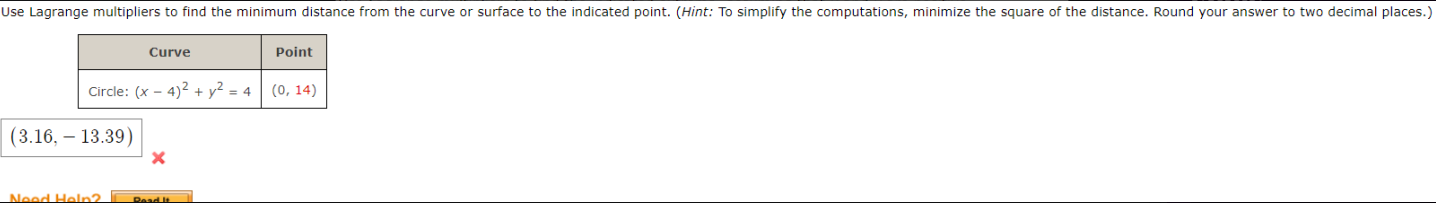 Solved Use Lagrange multipliers to find the minimum distance | Chegg.com