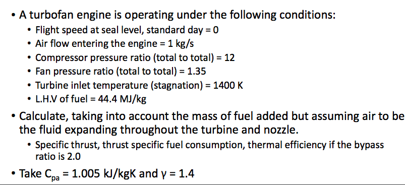 Solved • A turbofan engine is operating under the following | Chegg.com