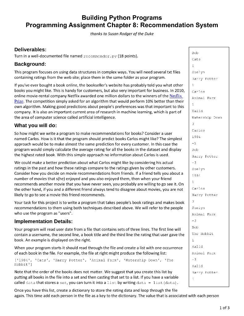 Solved Write a program that uses data structures to create a | Chegg.com