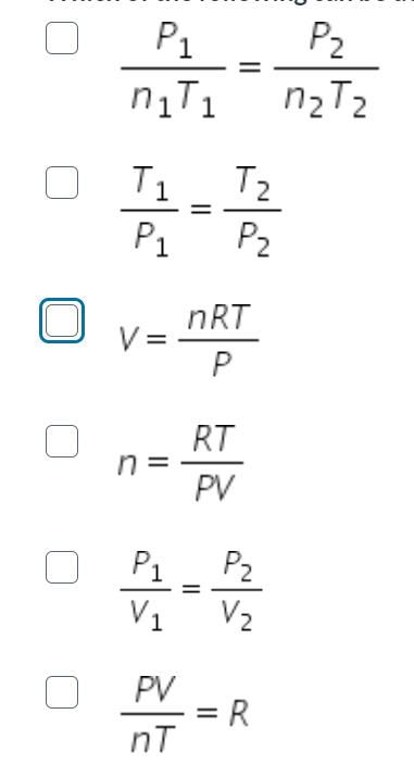 Solved The ideal gas law can be rearranged in many ways, | Chegg.com