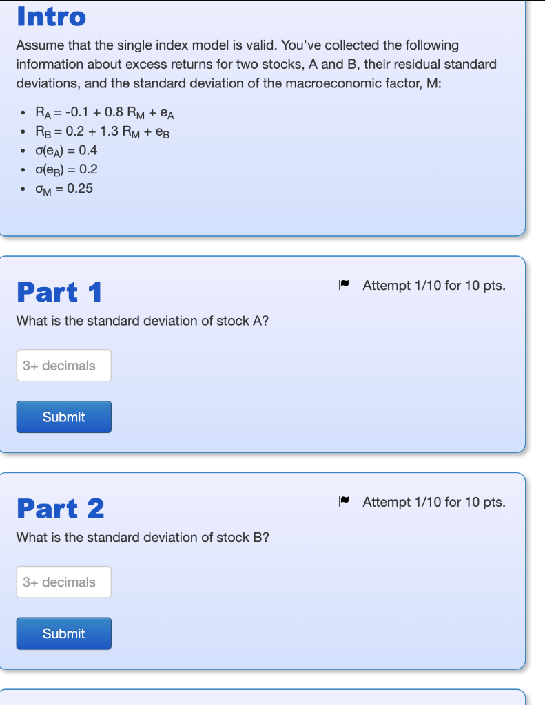 Solved Assume that the single index model is valid. You've | Chegg.com