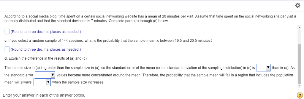 Solved According to a social media blog, time spent on a | Chegg.com Solved According to a social media blog, time spent on a | Chegg.com